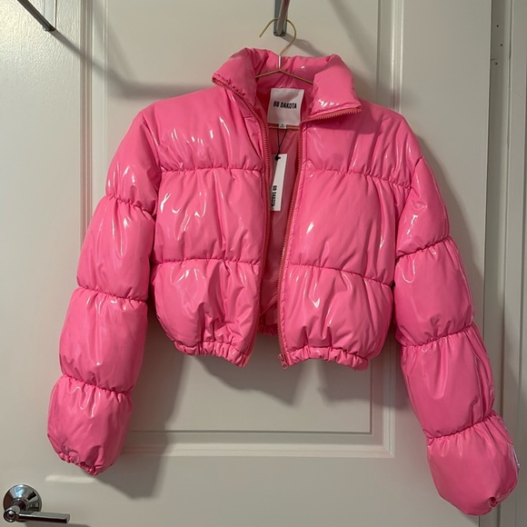 Jackets & Coats | Patent Bubblegum Pink Cropped Puffer Jacket | Poshmark